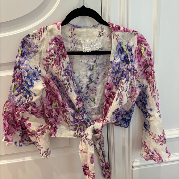 luisa | Tops | Positano Luisa Pink And Purple Floral Wrap Top | Poshmark